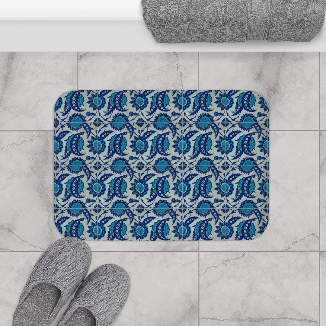 Persian Tile Pattern Bath Mat, Memory Foam Non Slip Bath Mat, Boho ...