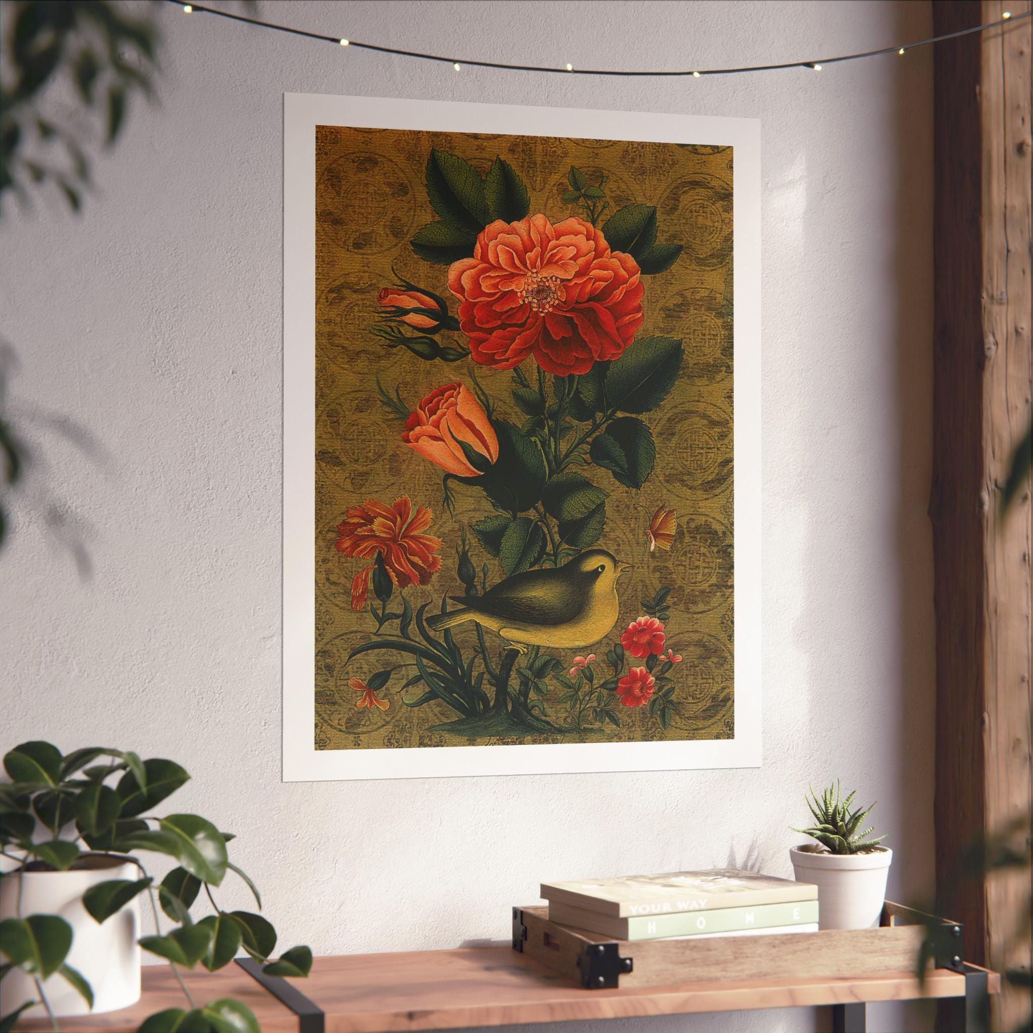 Persian Vintage Floral Art Poster, Persian Gol O Morgh Painting ...