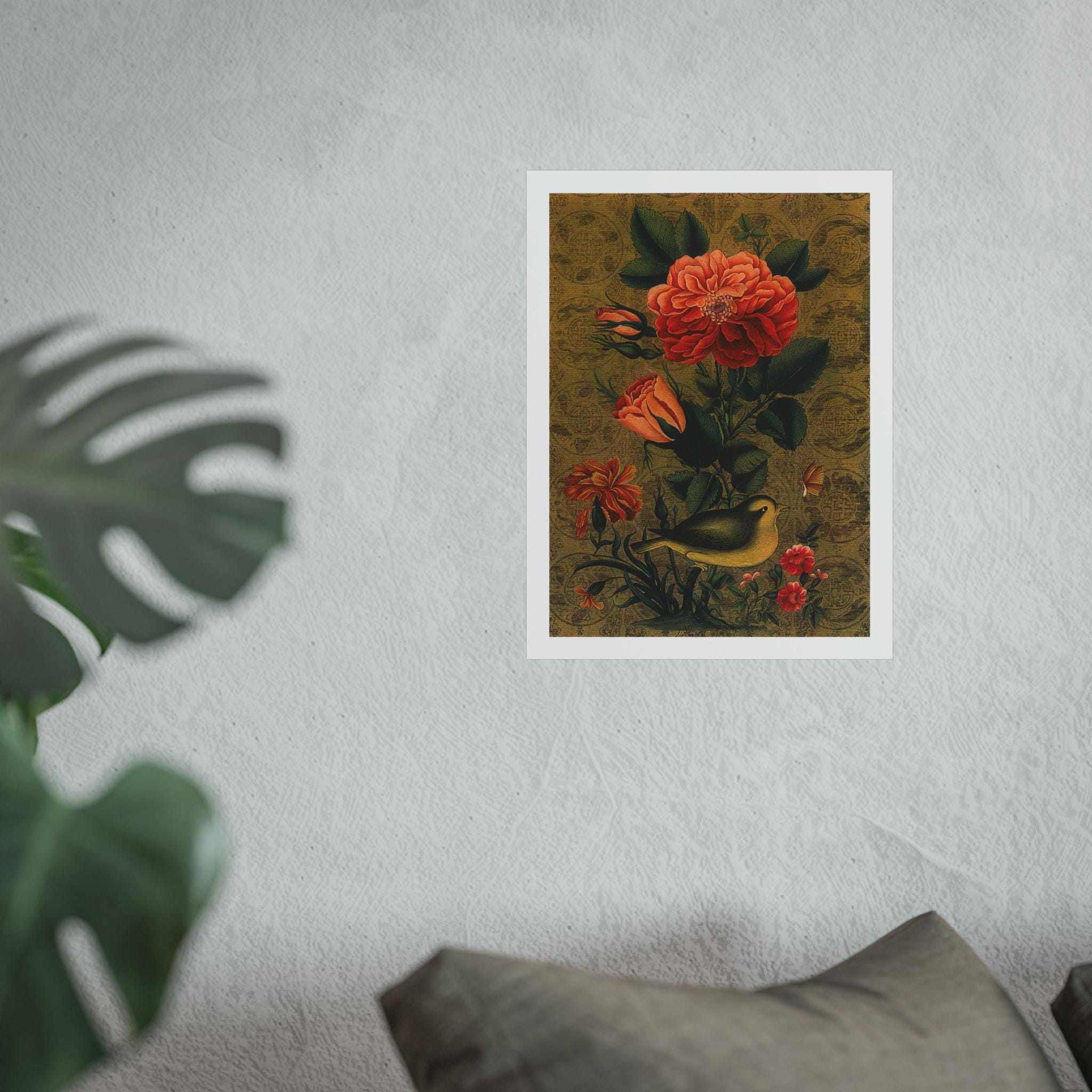 Persian Vintage Floral Art Poster, Persian Gol O Morgh Painting ...