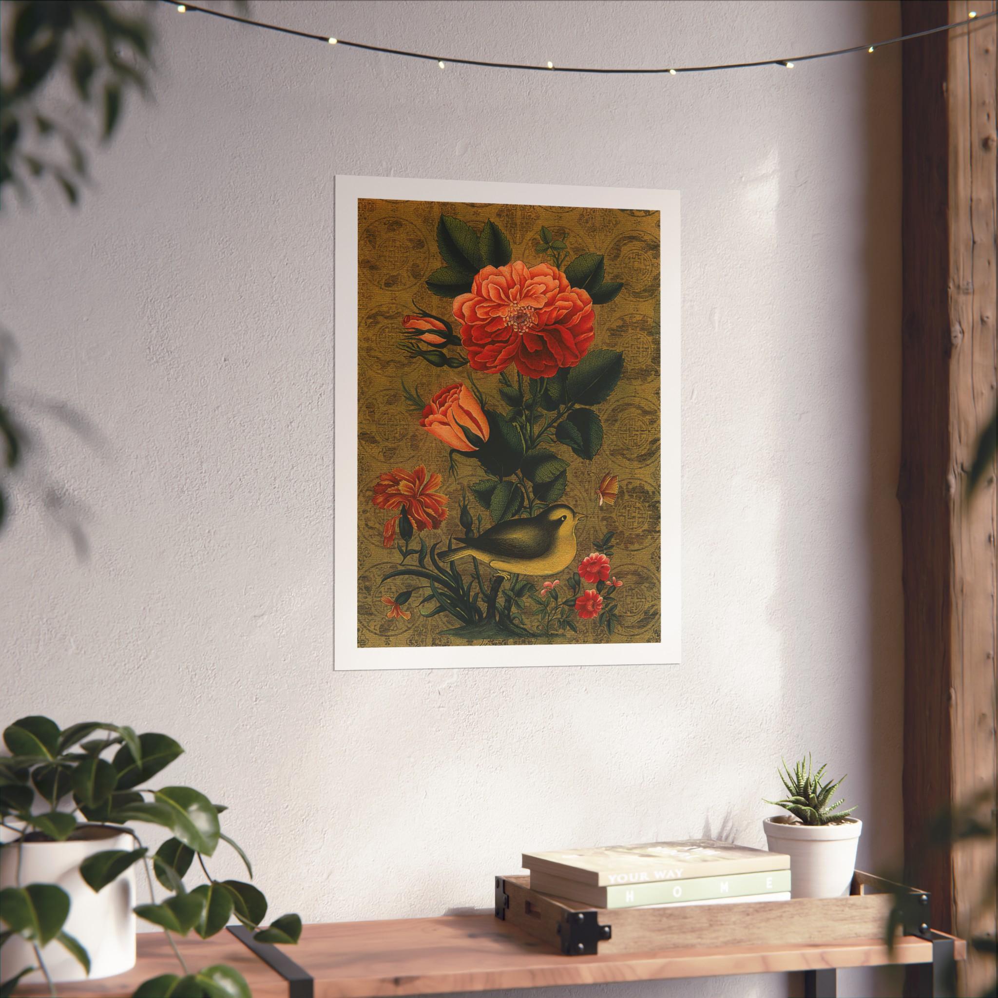 Persian Vintage Floral Art Poster, Persian Gol O Morgh Painting ...