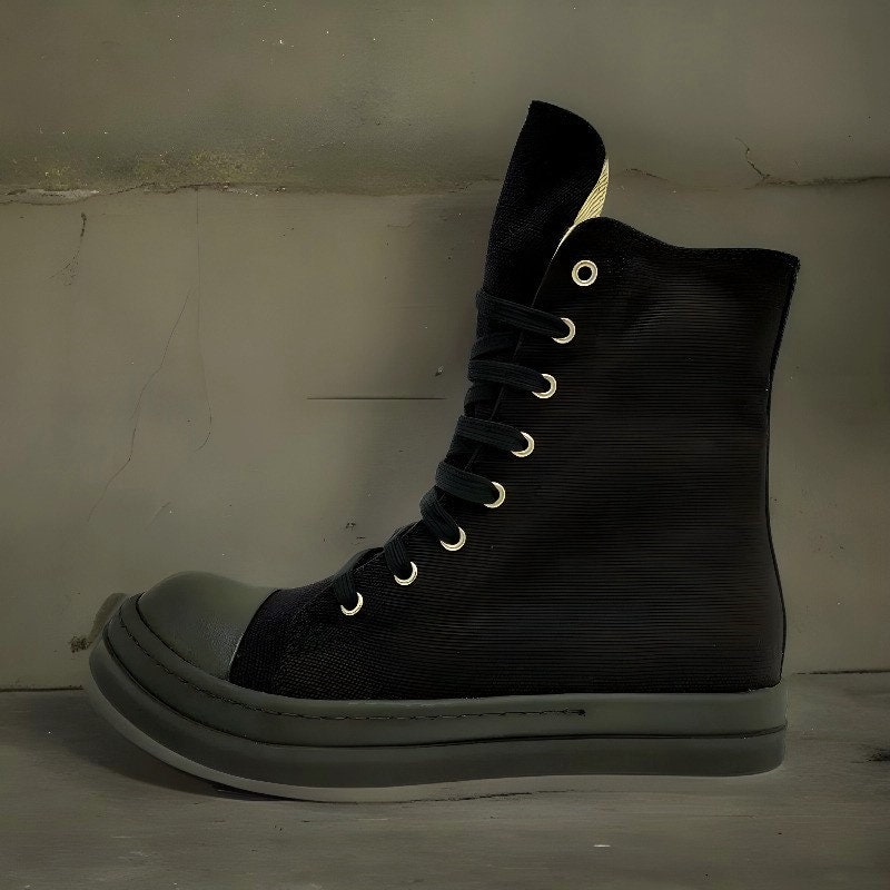 Rick Owens Black Unisex Bootscasual Round Toe Rick Owens Lace - Etsy