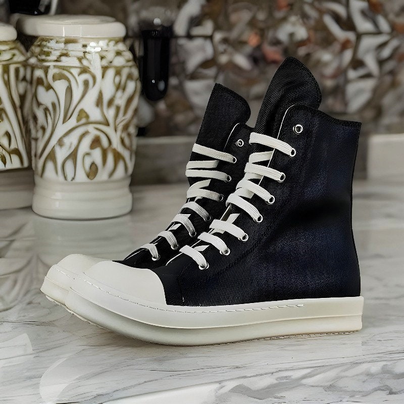 Rick Owens Black Unisex Bootscasual Round Toe Rick Owens Lace - Etsy