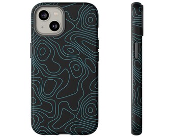 Blue and Black Topographic Map iPhone Case With Wireless - Etsy