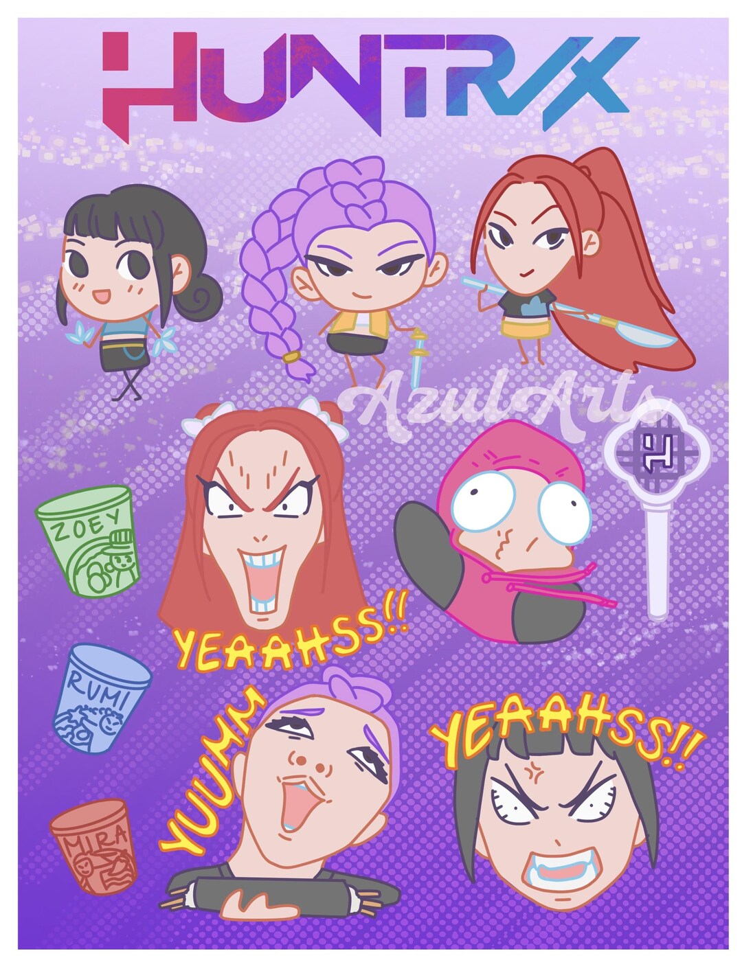 Huntrix Sticker Sheet | Funny Mini Sheet Kpop Demon Hunters, Huntr/x - Etsy