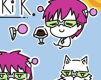 Saiki K Sticker Sheet - Etsy