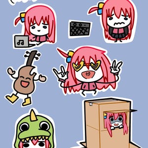 Bocchi the Rock! Sticker Sheet: Azularts Style - Etsy