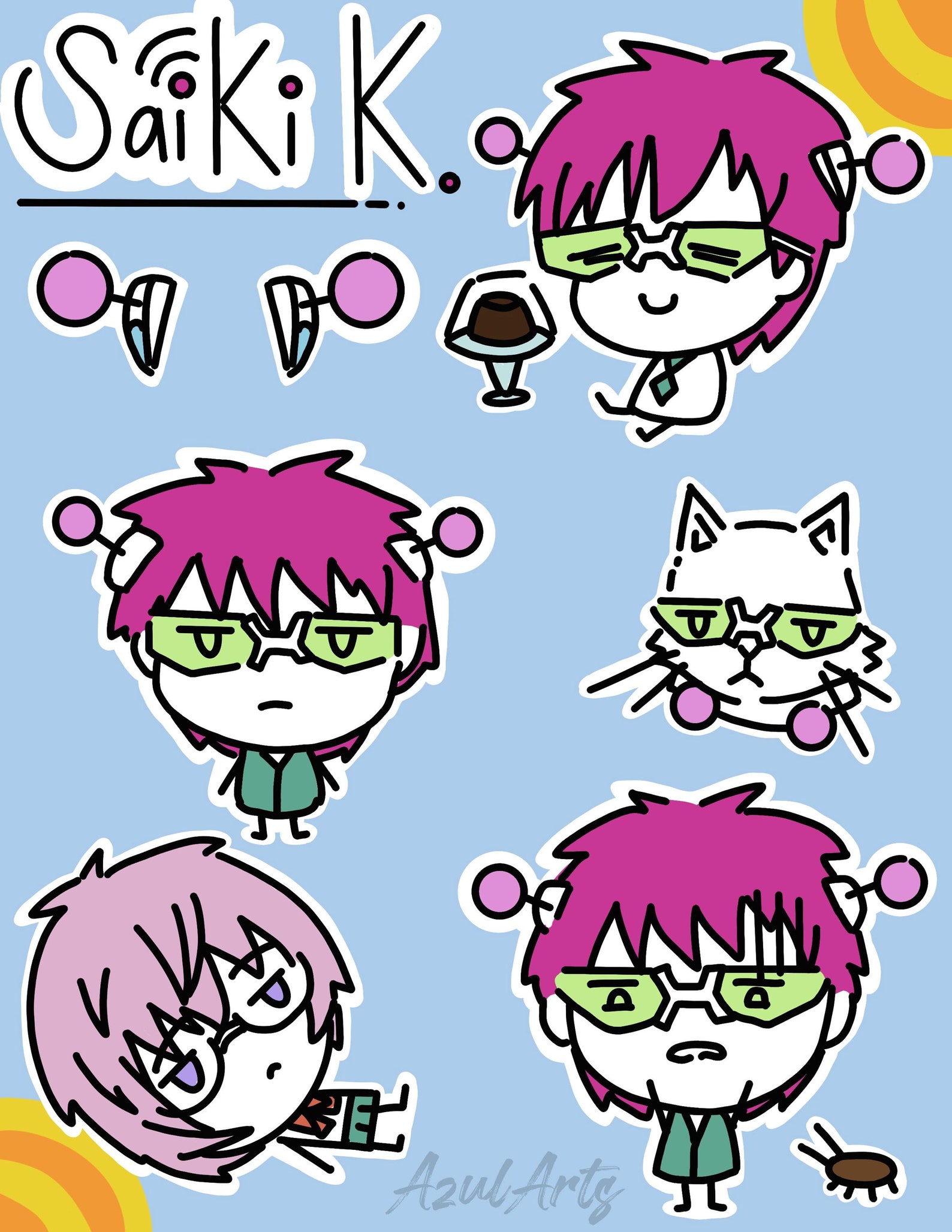 Saiki K Sticker Sheet - Etsy
