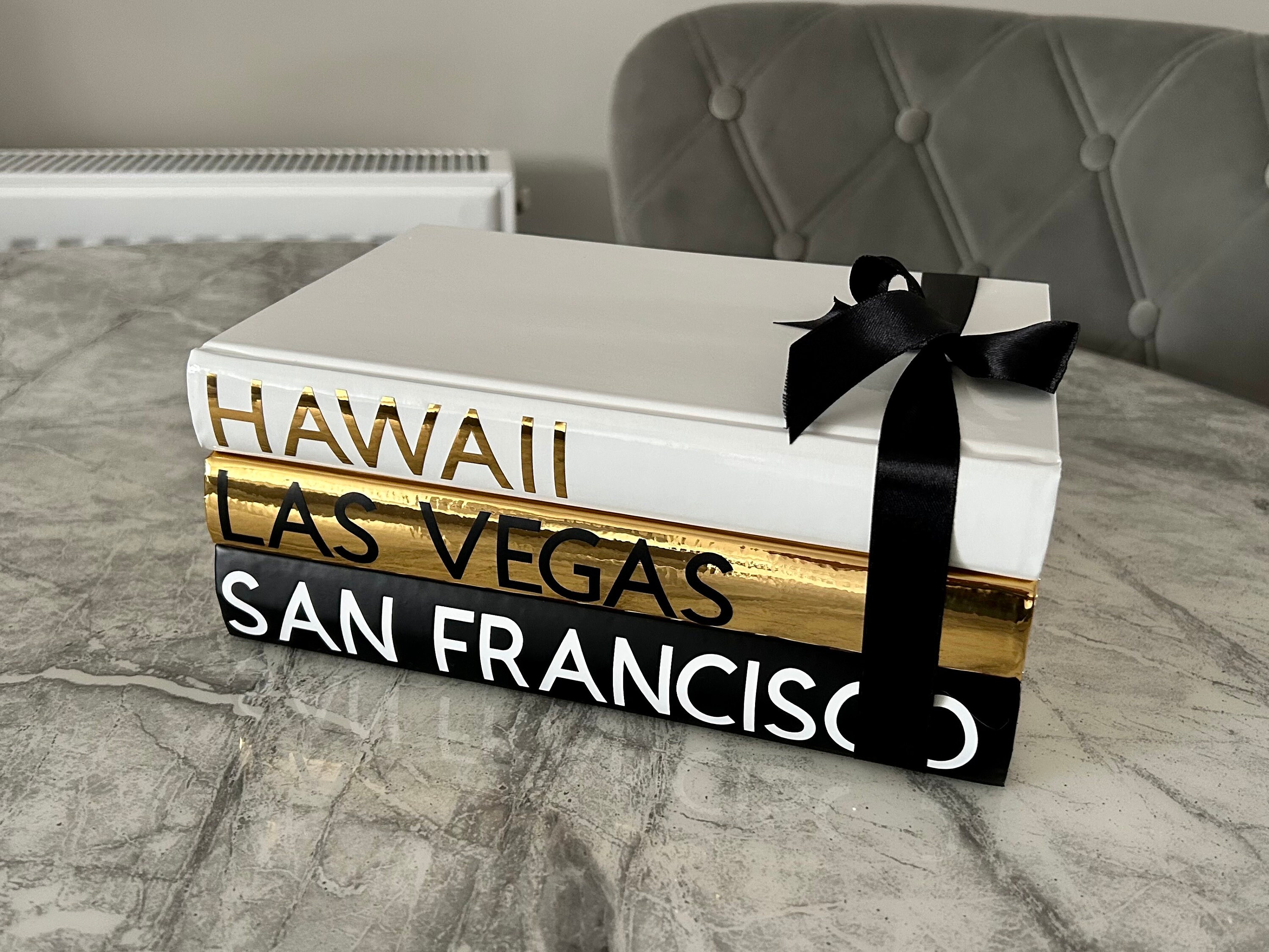 SET OF 3 Personalised Home Decor Travel Books / Book Stack / Interior ...