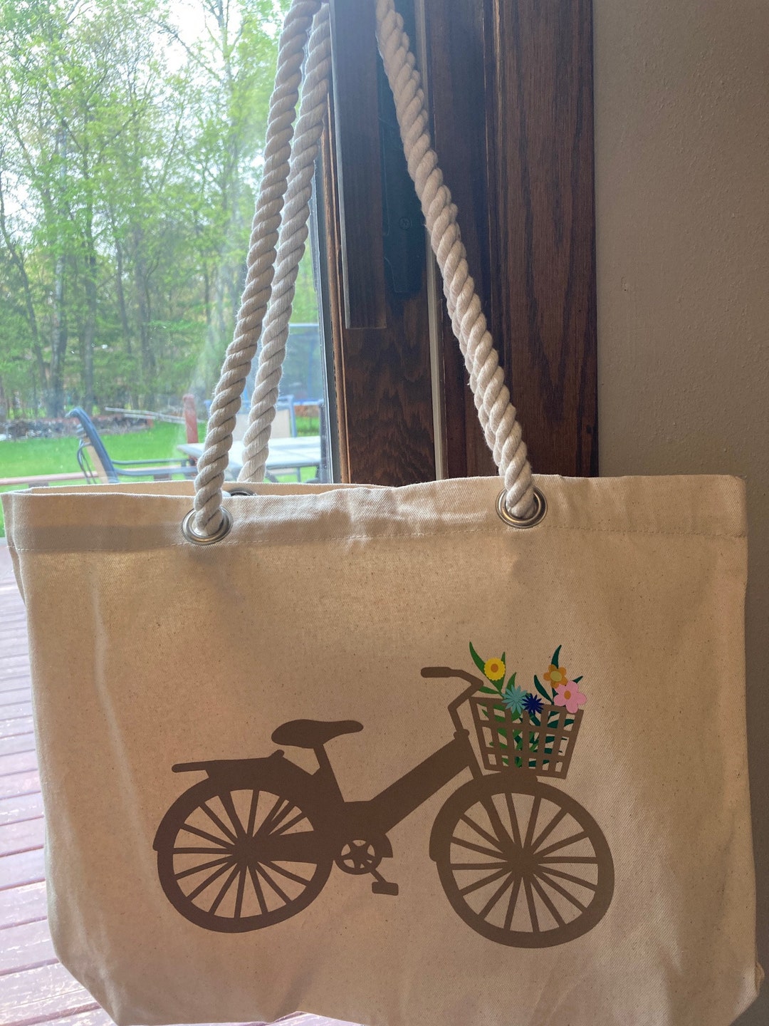 Rope Handle Tote Bags Medium Bicycle Basket - Etsy