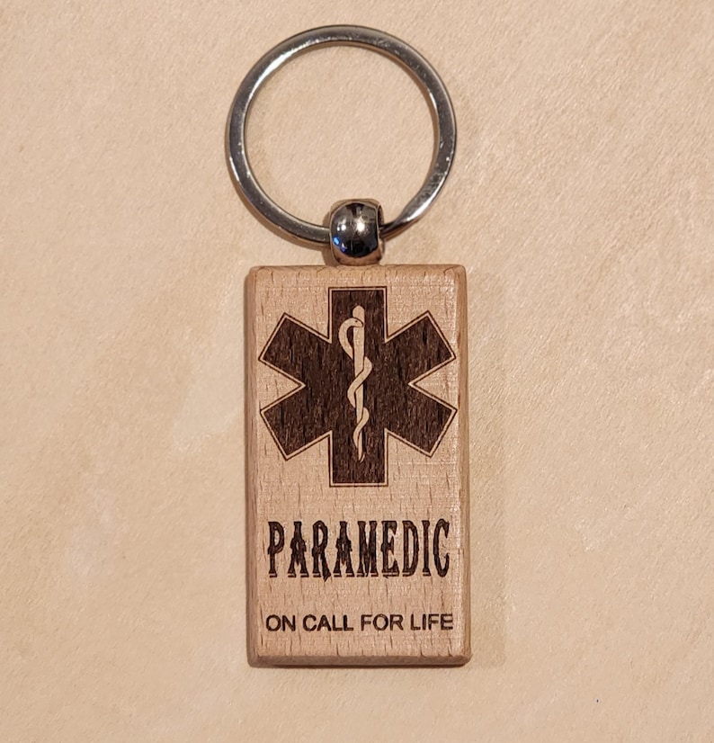 EMS Paramedic EMT Keychain - Laser Engraved Wood Keychain - on Call for ...