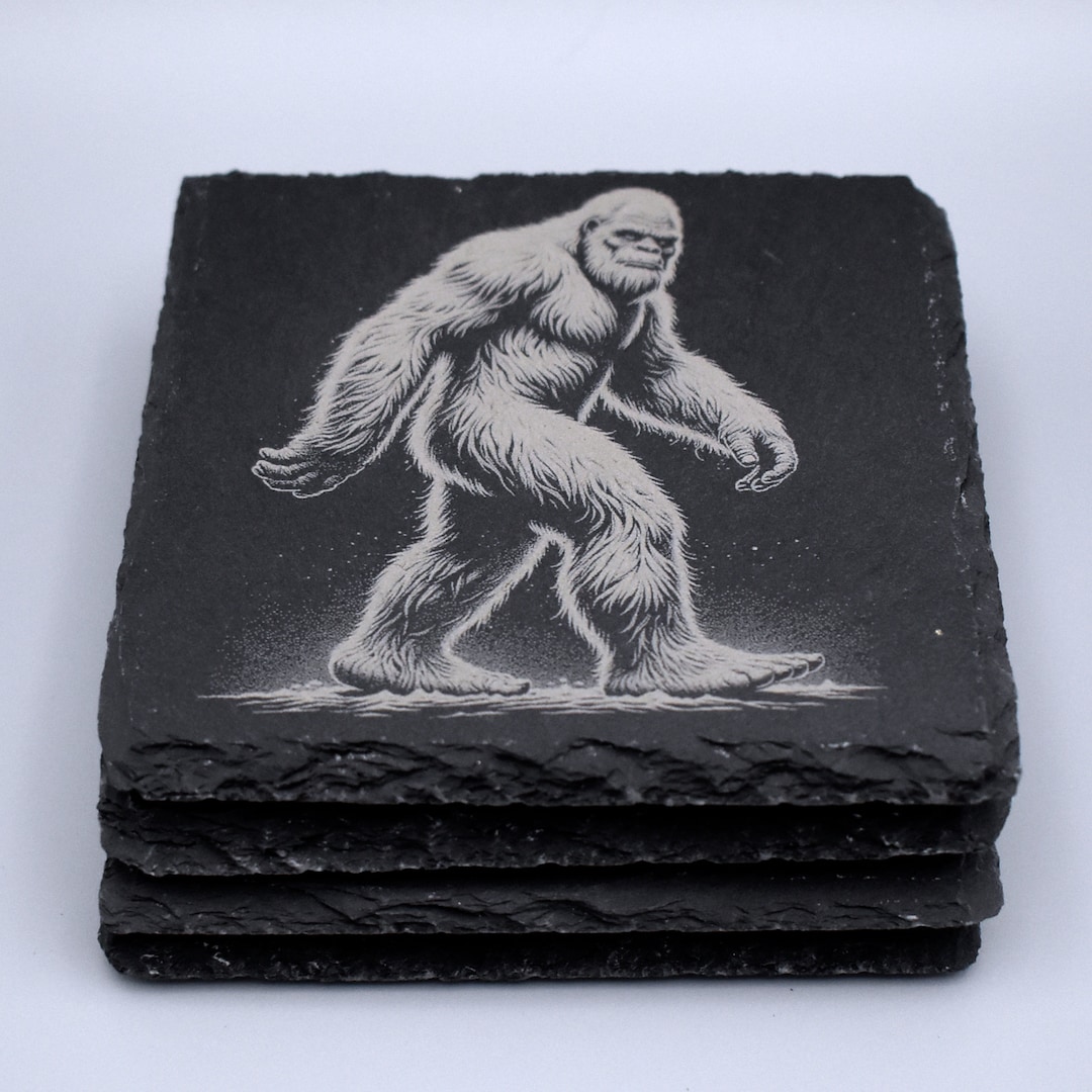 Bigfoot Sasquatch Slate Coasters 4 Inch Laser Engraved Natural Slate ...