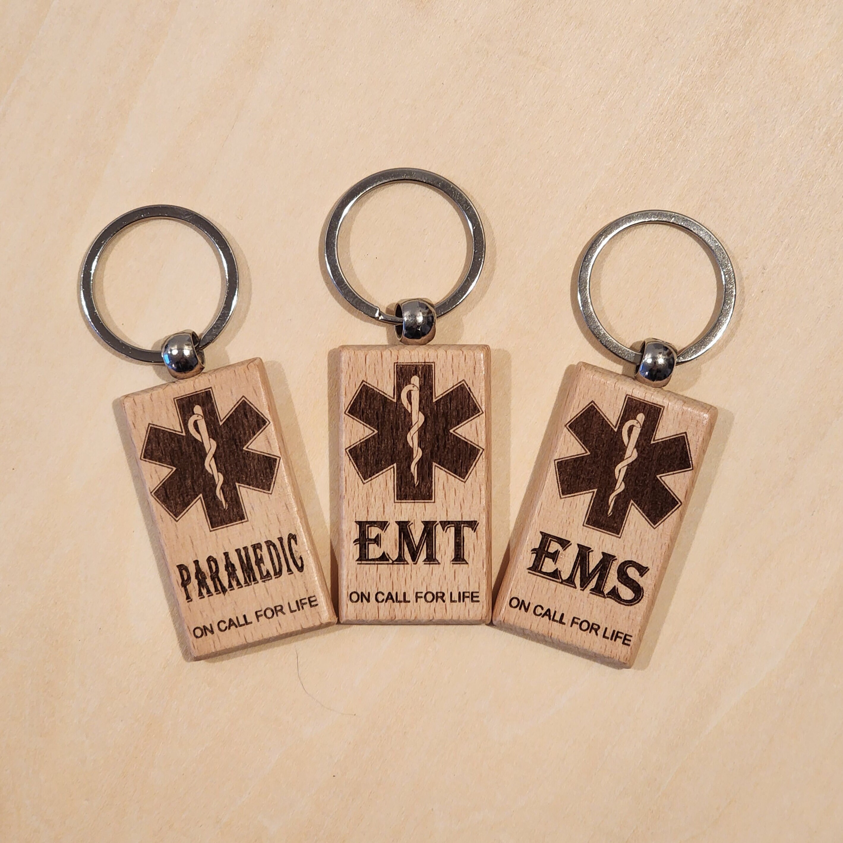 EMS Paramedic EMT Keychain - Laser Engraved Wood Keychain - on Call for ...
