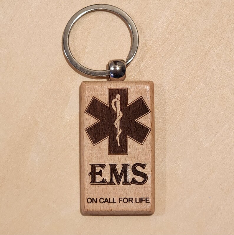 EMS Paramedic EMT Keychain - Laser Engraved Wood Keychain - on Call for ...