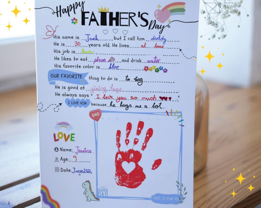 Father's Day Questionnaire Personalised Fill in Blanks Interview Q&A ...