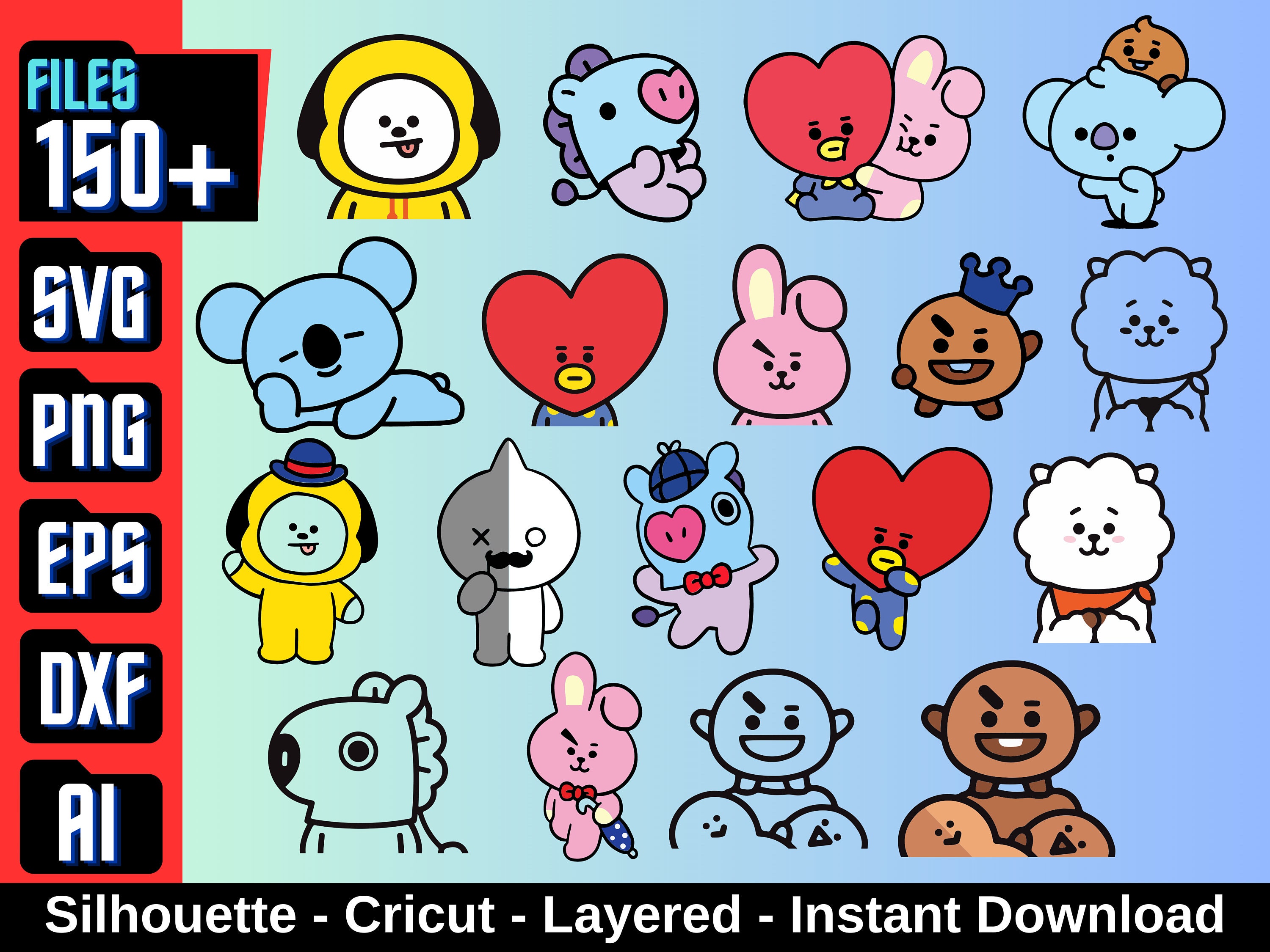 150 Bt21 Files Bt21 Characters Bt21 Svg Bt21 Clipart - Etsy UK
