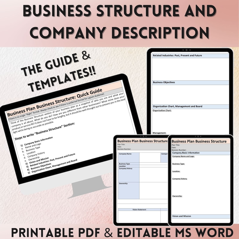 Etsy Business Structure and Company Description for Business Plan With ...