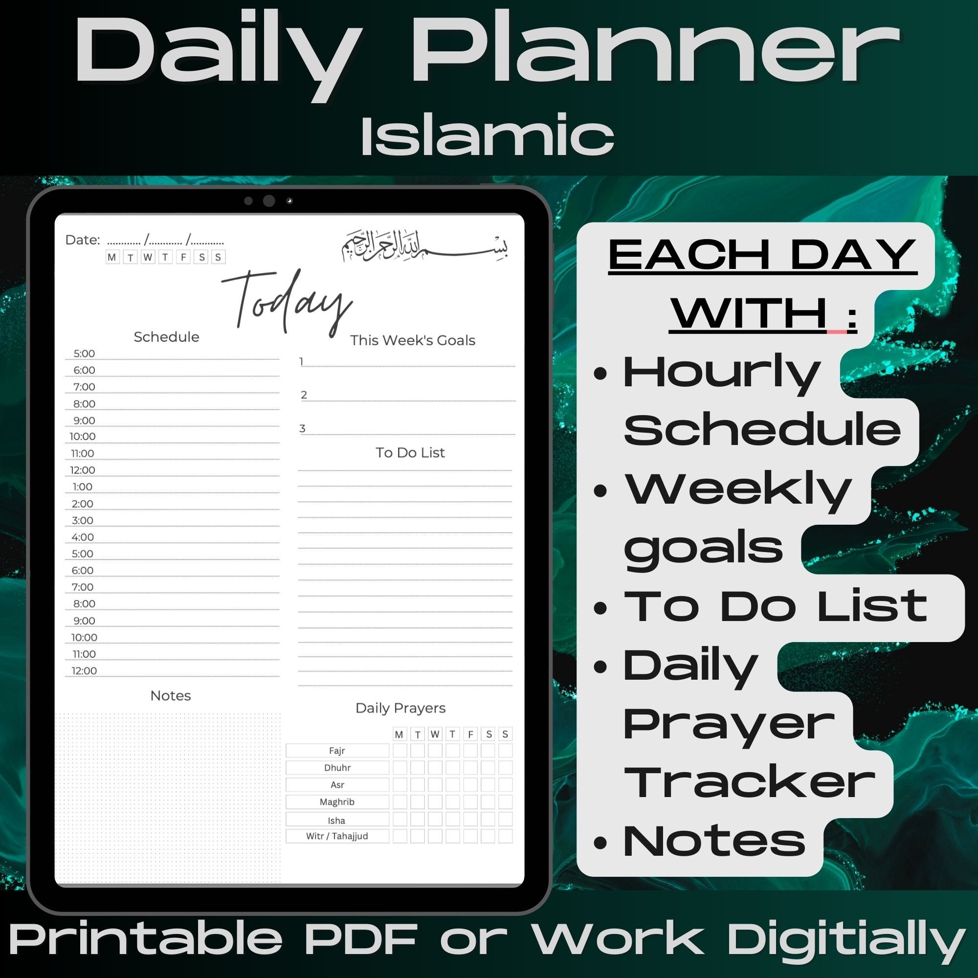 Etsy Islamic Planner, Daily Planner, Muslim Daily Planner, Islamic ...