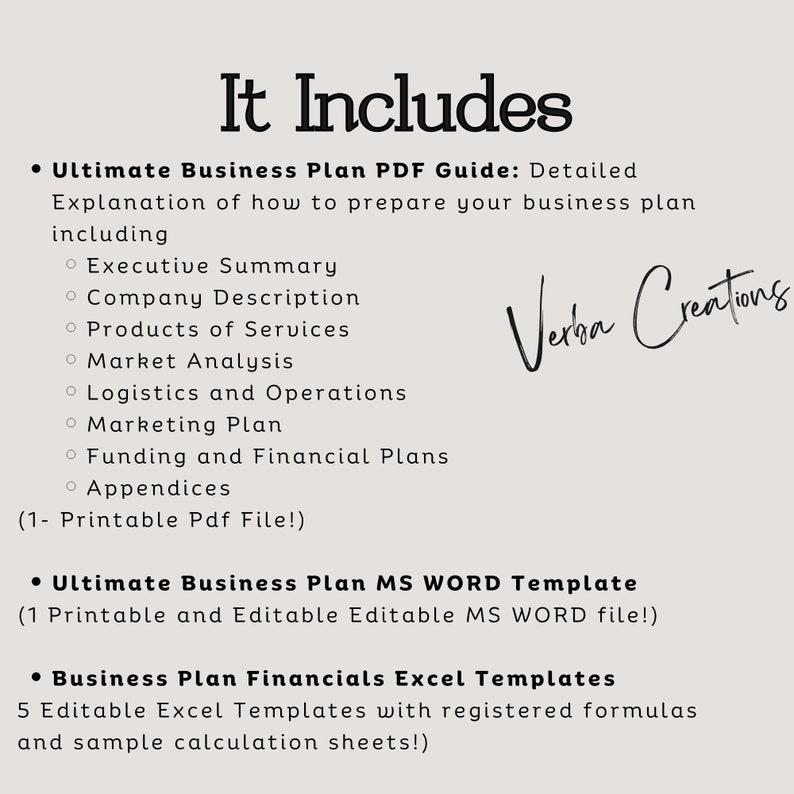 Etsy Ultimate Printable Business Plan Template Bundle Financial ...