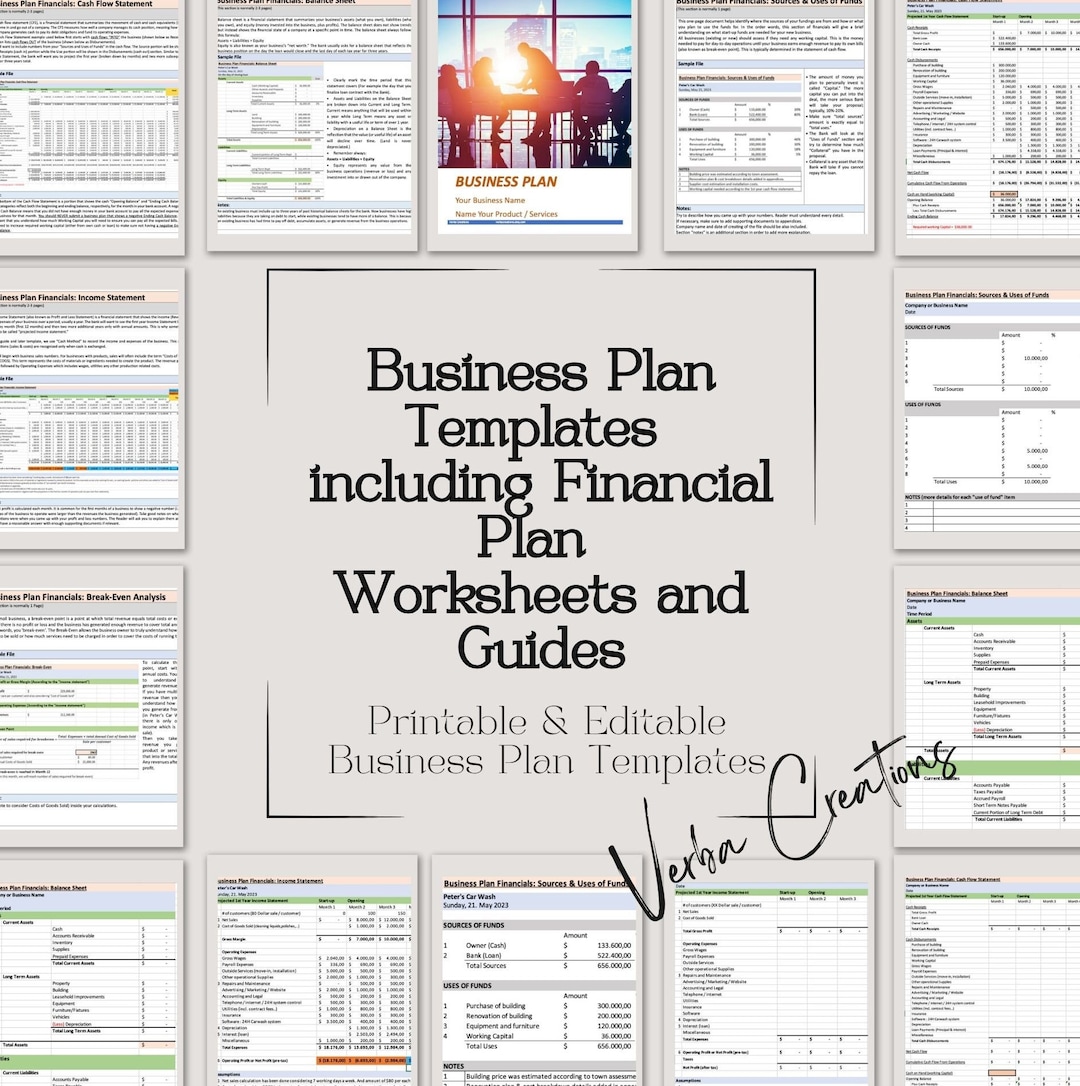Printable Business Plan Template Bundle: Financial Projections (MS Word ...