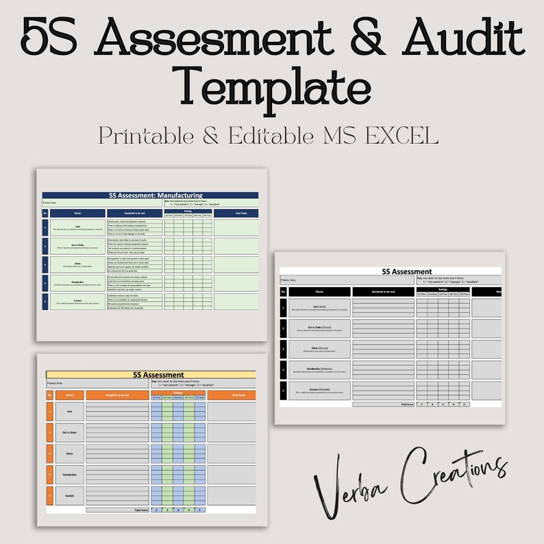 5S Assessment & Audit Excel Template: Lean Manufacturing (editable) - Etsy