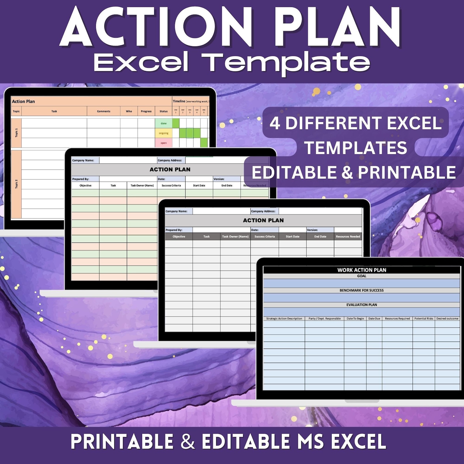 Action Plan Excel Template Action Plan Management - Etsy Australia