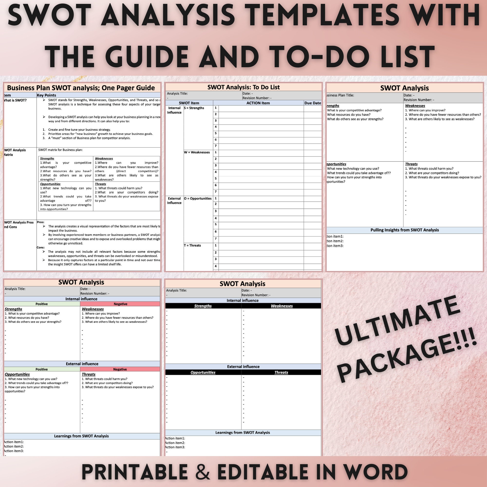 Etsy SWOT Analysis Template Swot Guide SWOT Matrix Company - Etsy Etsy SWOT Analysis Template Swot Guide SWOT Matrix Company - Etsy