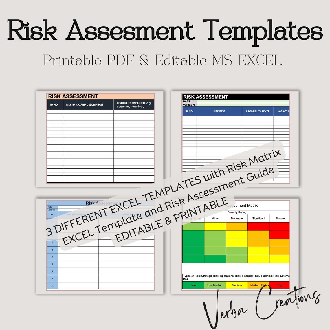 Fillable Risk Assessment Template: Excel & PDF Guide - Etsy