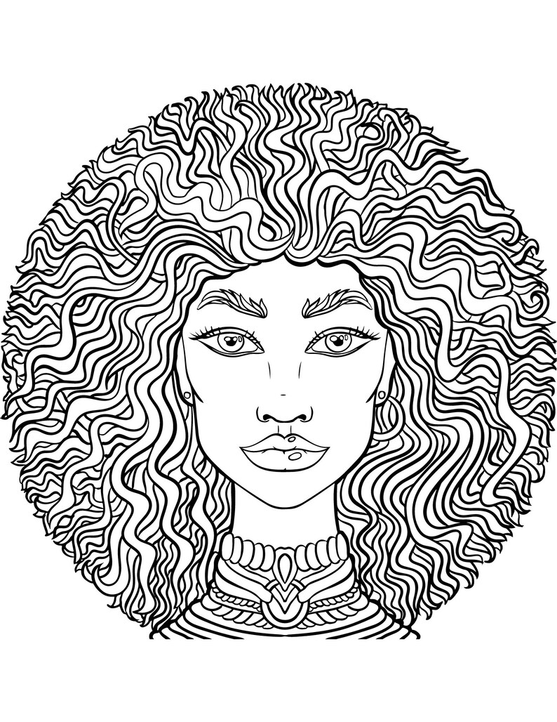 Powerful Women Art Coloring Page, Women Power Coloring Digital Print ...