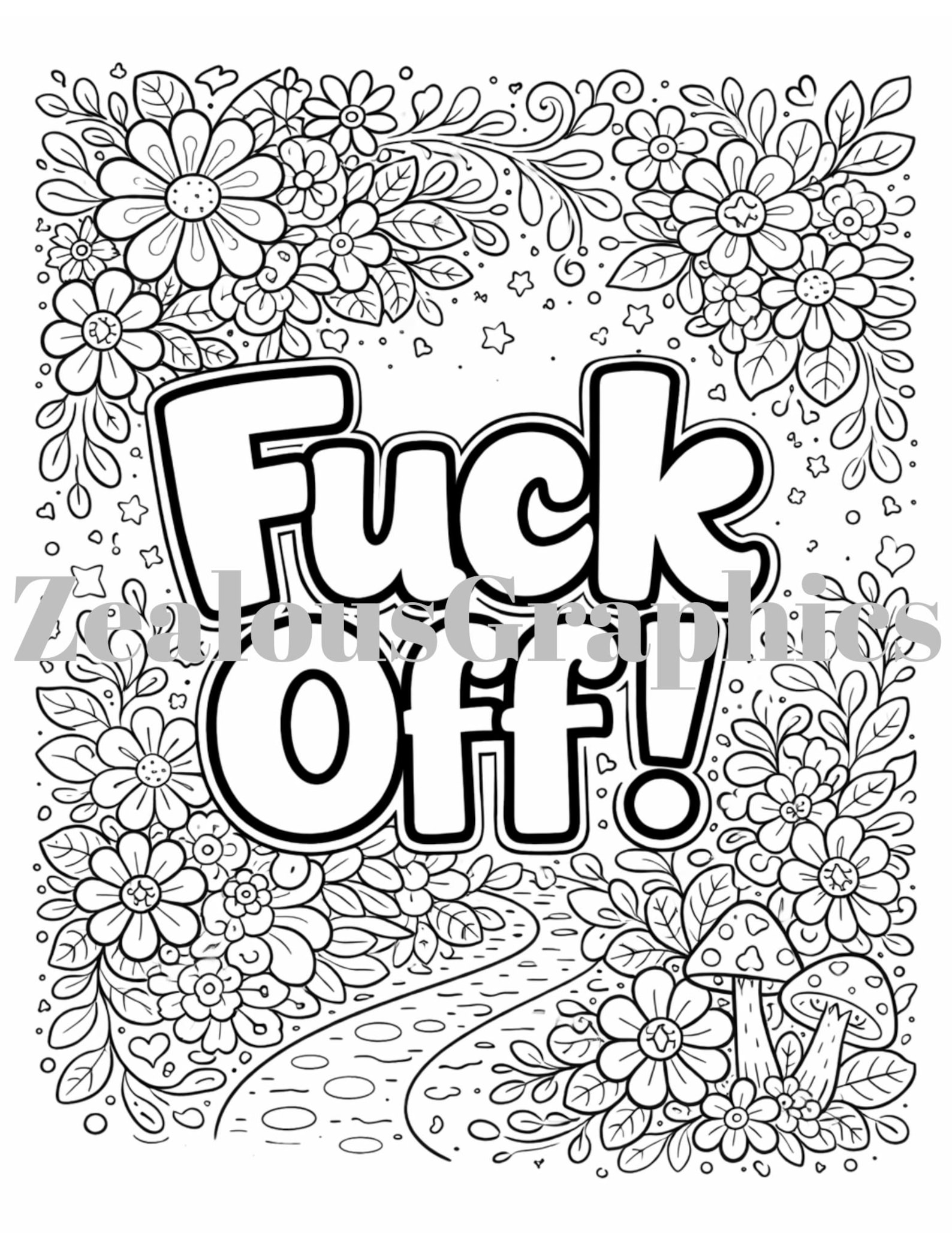 Fuck off Coloring Pages, Adult Coloring Pages, Swear Words Coloring for ...