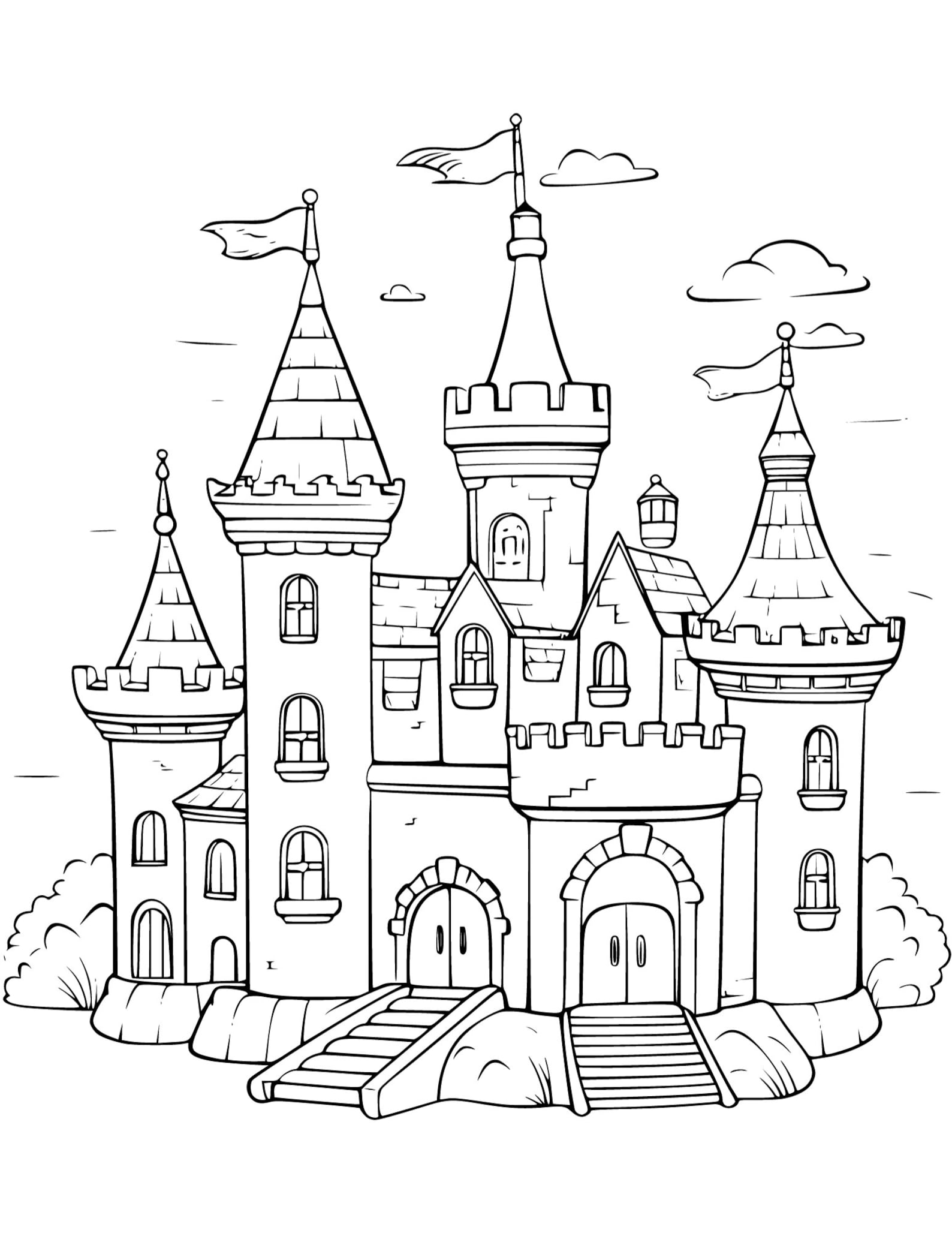 Castle Coloring Pages – Digital Coloring Page Bundle Printable PDF - Etsy
