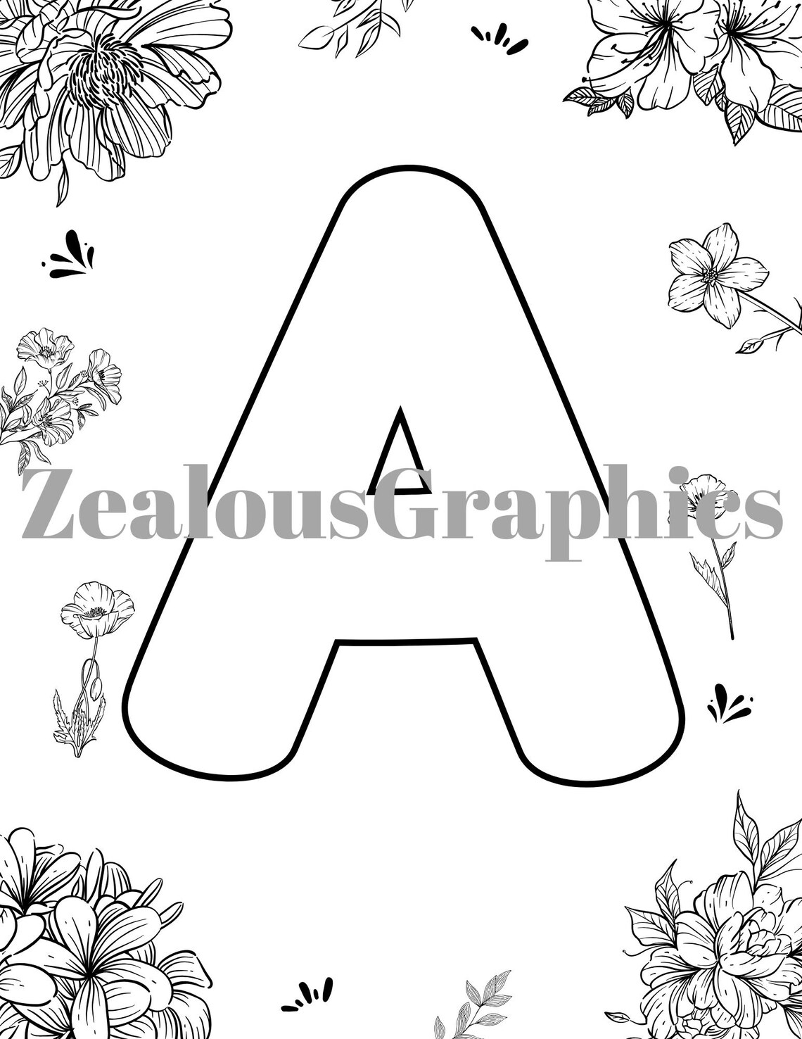 Alphabet Coloring Pages, Adult Alphabet Coloring Book, Educational ...