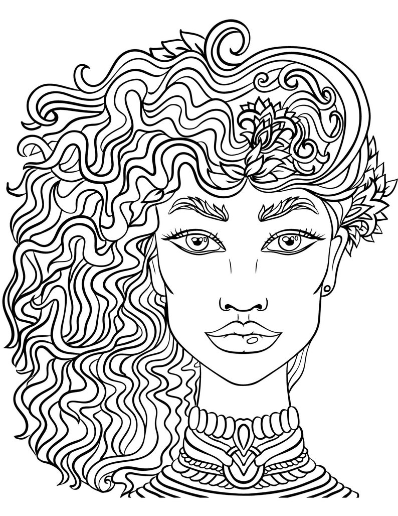 Powerful Women Art Coloring Page, Women Power Coloring Digital Print ...