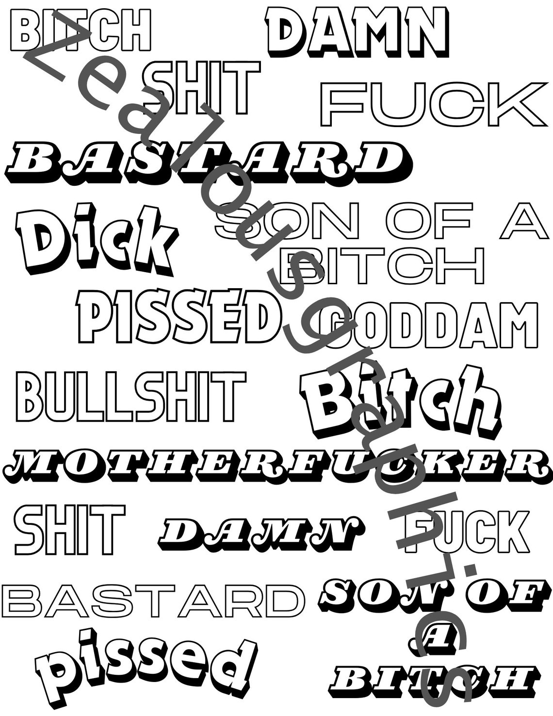 Swear Word Coloring Pages Digital Print Profanity Coloring Book