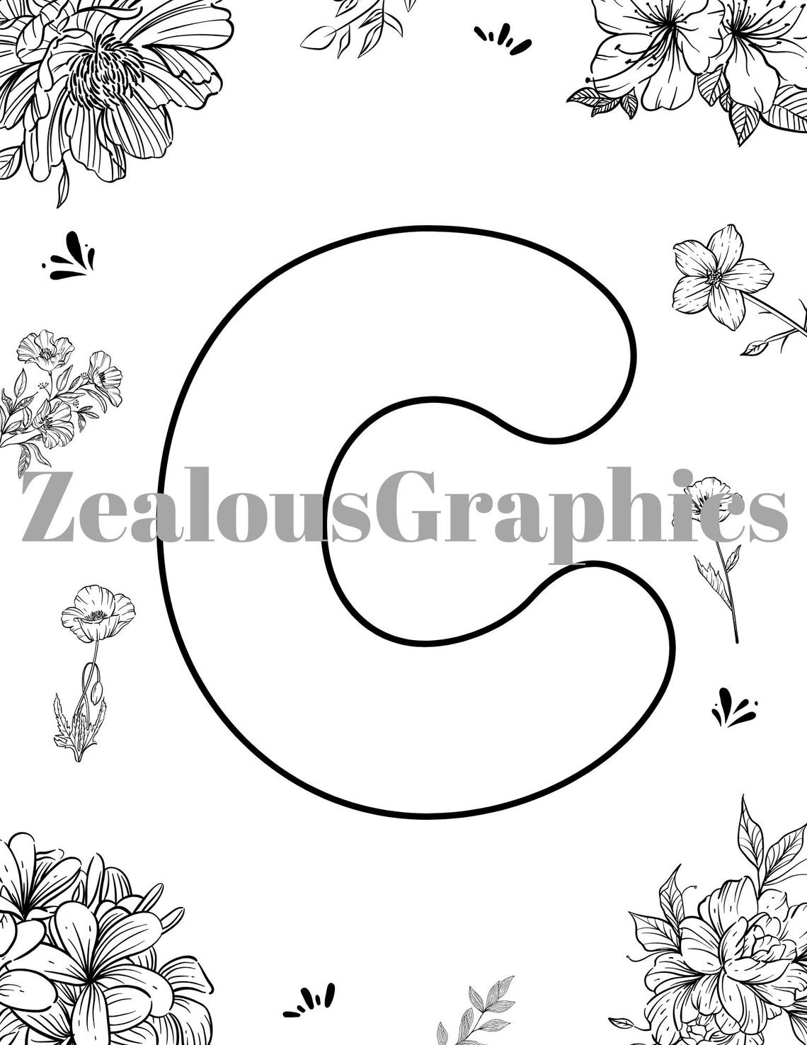 Alphabet Coloring Pages, Adult Alphabet Coloring Book, Educational ...