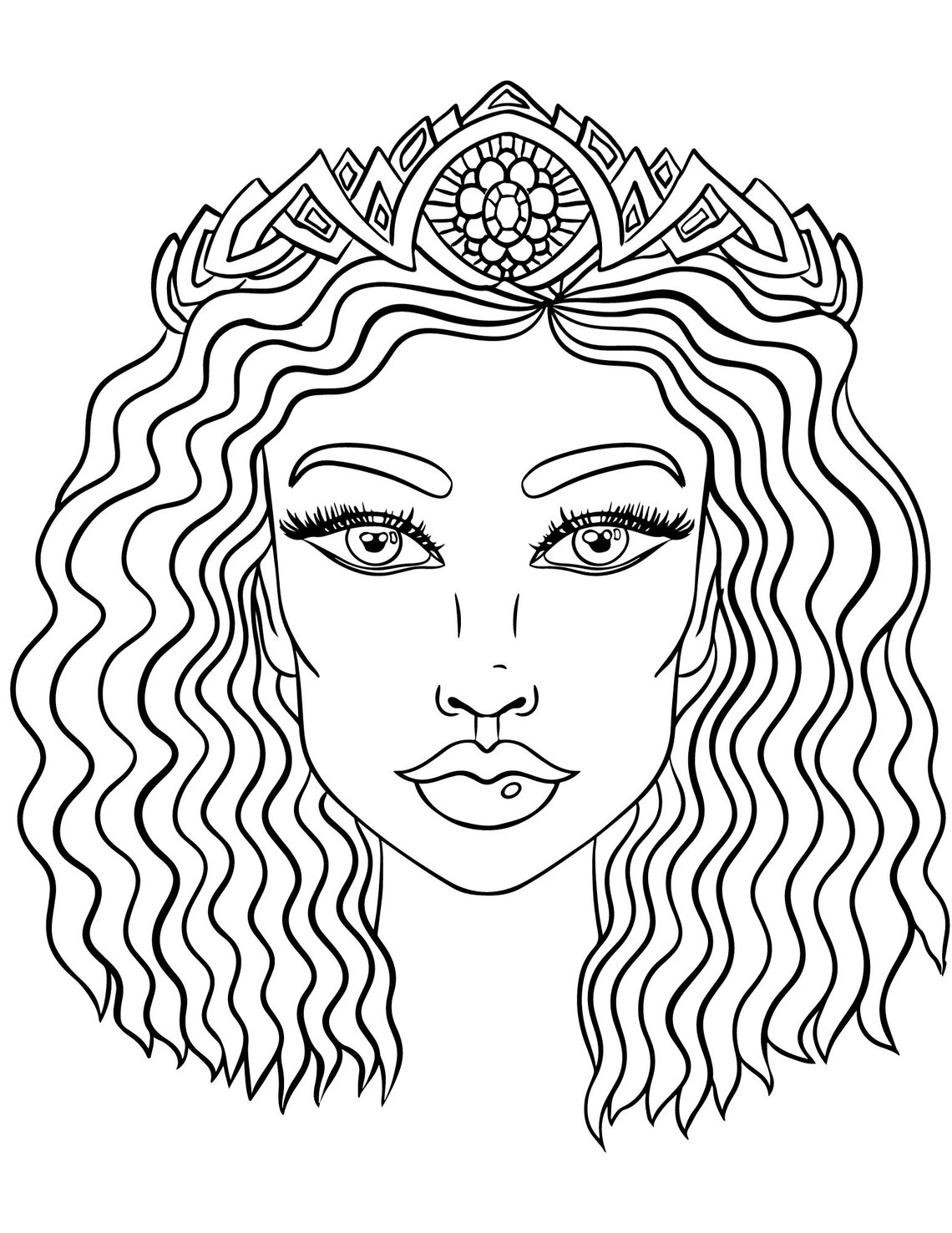 Powerful Women Art Coloring Page, Women Power Coloring Digital Print ...