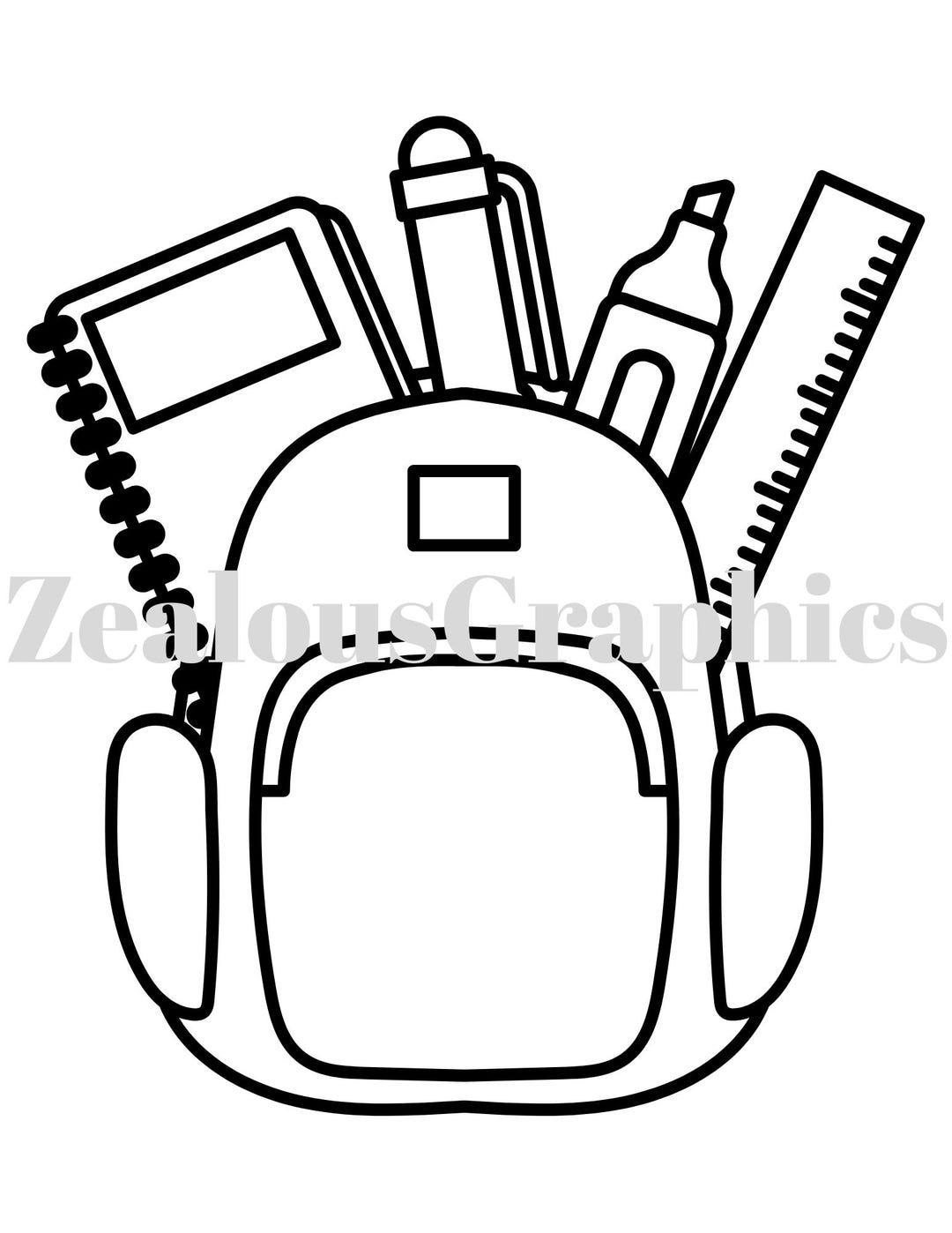 Backpack Coloring Pages, Kids Backpack Coloring Sheets, Backpack ...