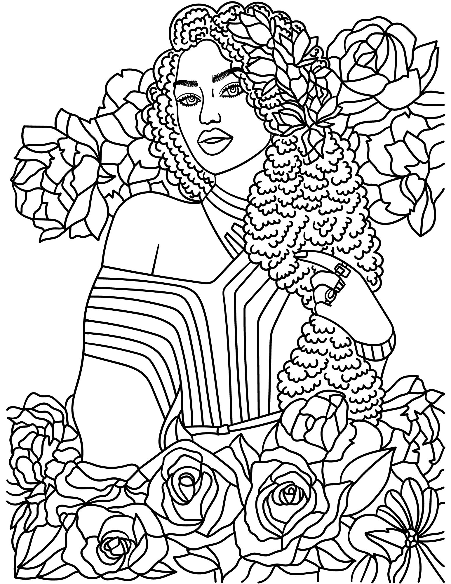 Powerful Women Art Coloring Page, Women Power Coloring Digital Print ...