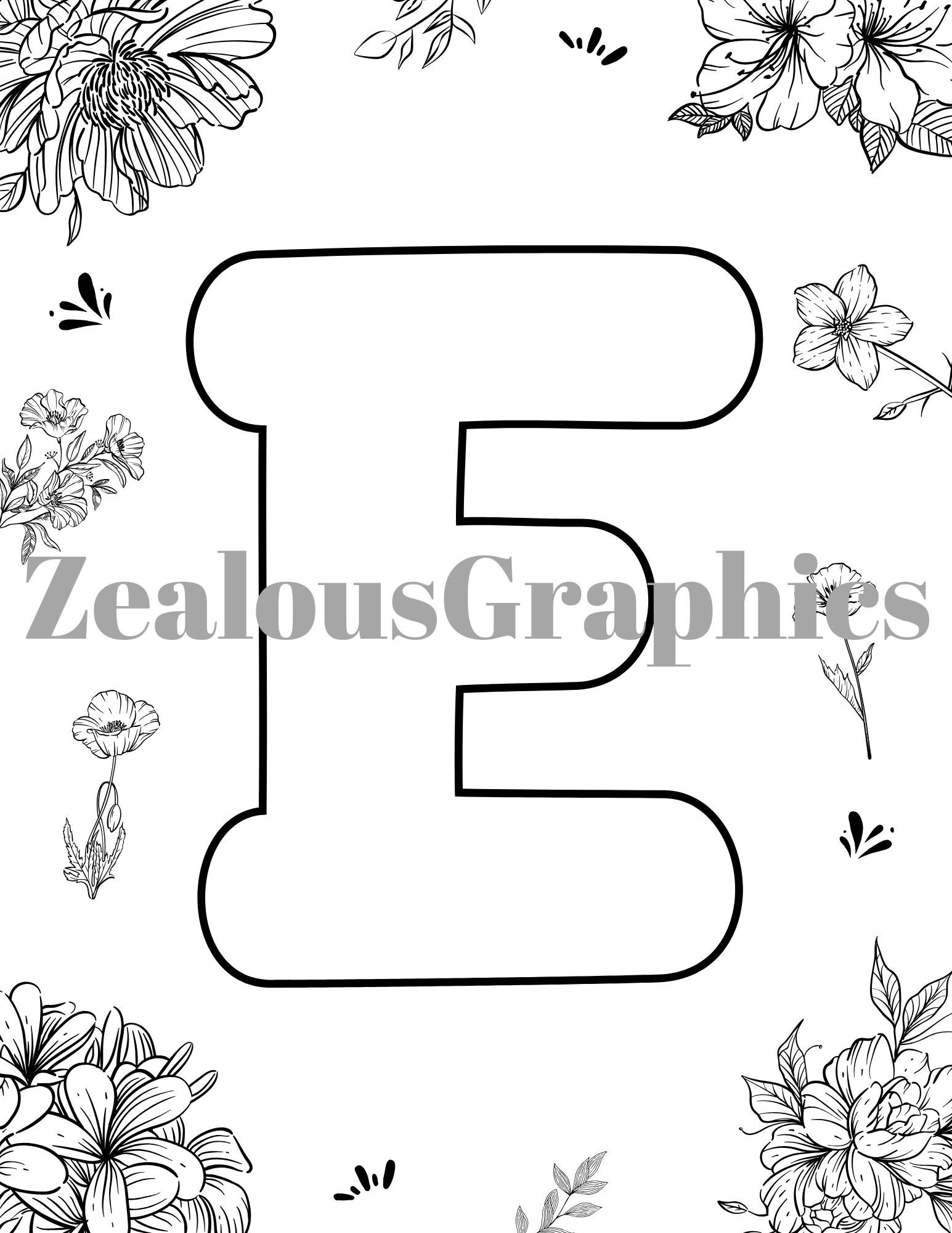 Alphabet Coloring Pages, Adult Alphabet Coloring Book, Educational ...