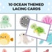 Ocean Themed Lacing Cards for Toddlers | Toddler Lacing Cards | Ocean ...