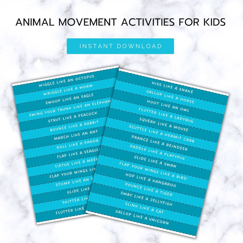 Animal Movement Activity for Kids - Etsy