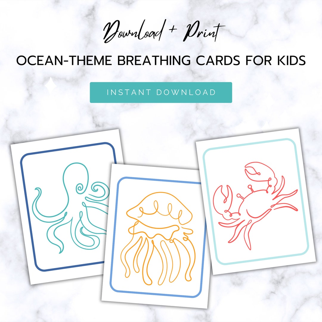 Ocean-themed Calm Down Breathing Cards | Tracing Cards for Kids ...