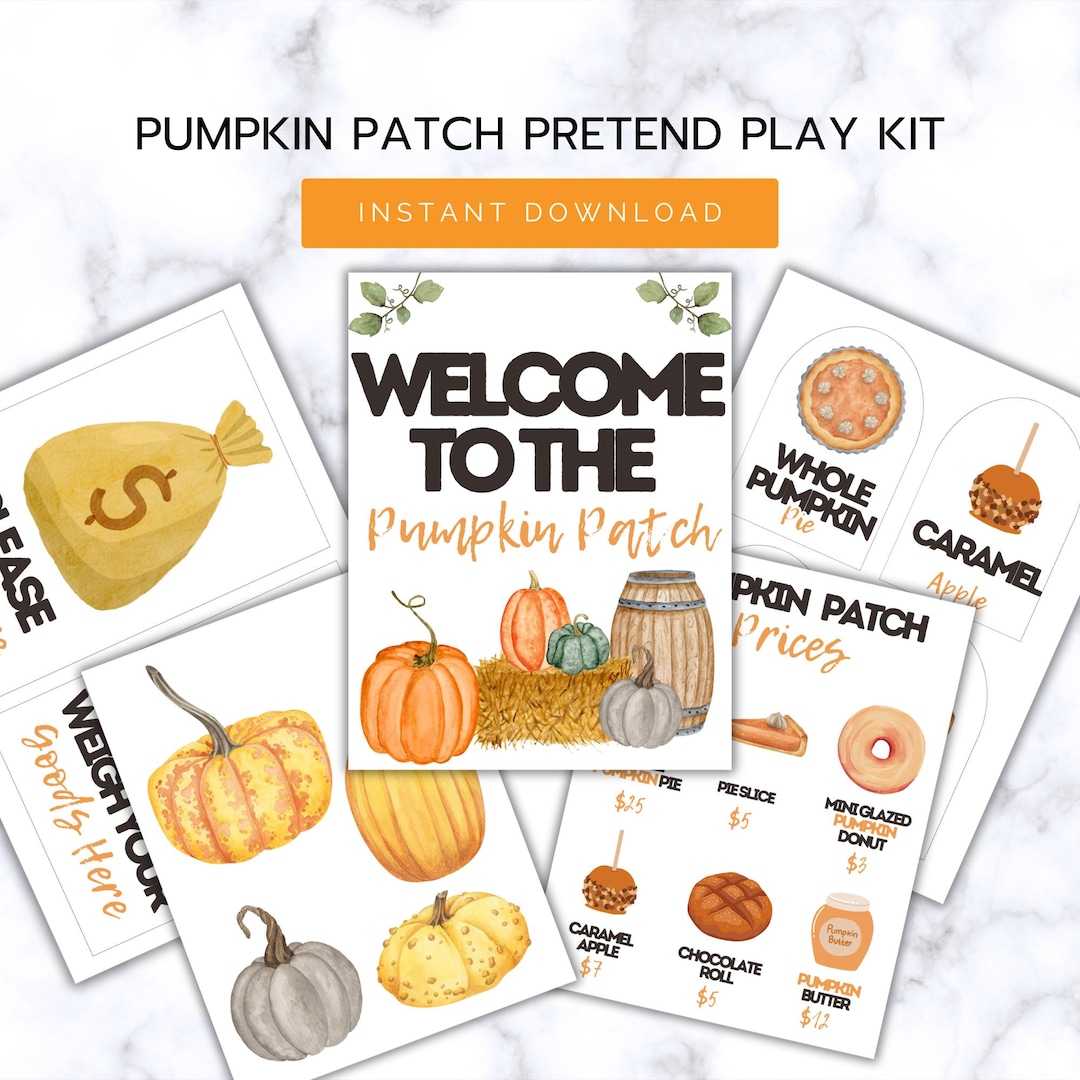 Pumpkin Patch Pretend Play Kit | Printable Pumpkin Farm Play Set | Kids ...