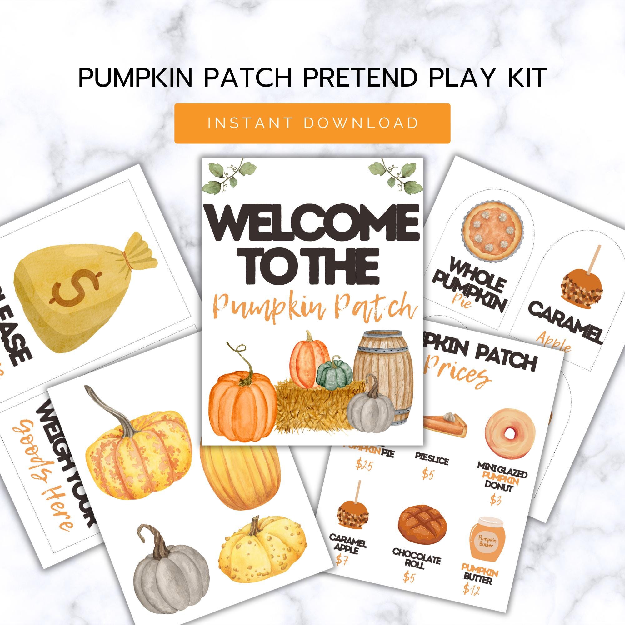 Pumpkin Patch Pretend Play Kit | Printable Pumpkin Farm Play Set | Kids ...