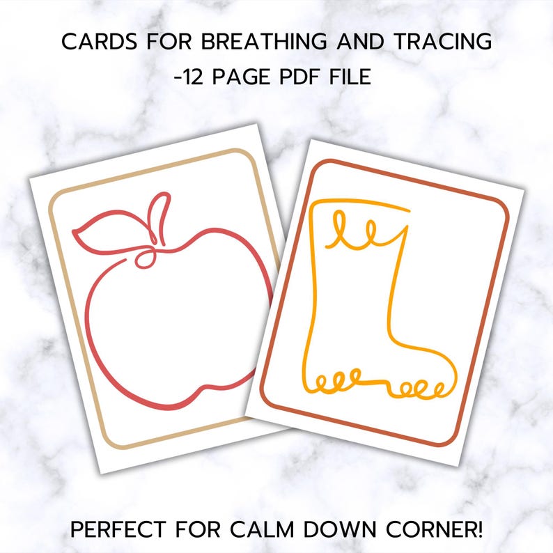 Fall Themed Tracing Cards for Kids Breathing Cards for Toddlers ...