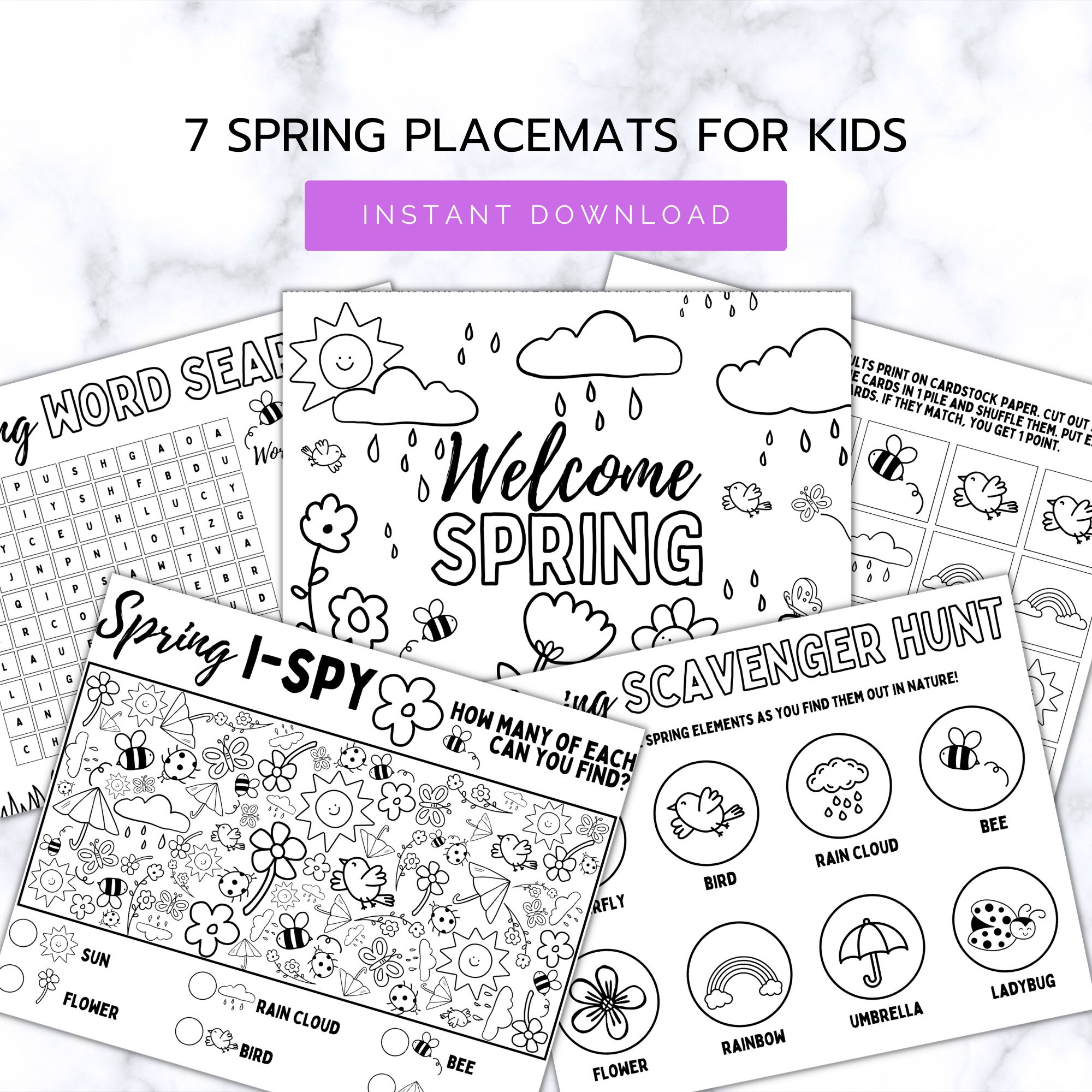 7 Spring Activity Placemats for Kids | Spring Placemats | Spring ...