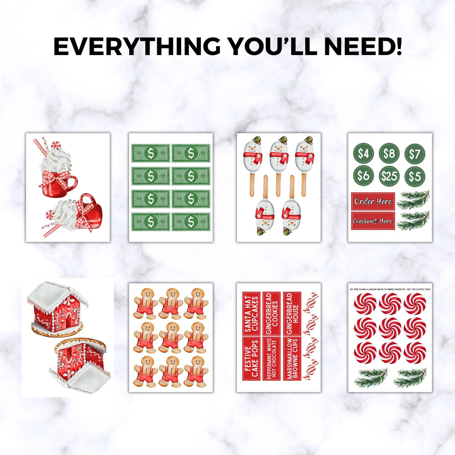 Printable Christmas Cafe Pretend Play Kit | Holly Jolly Cafe Dramatic ...