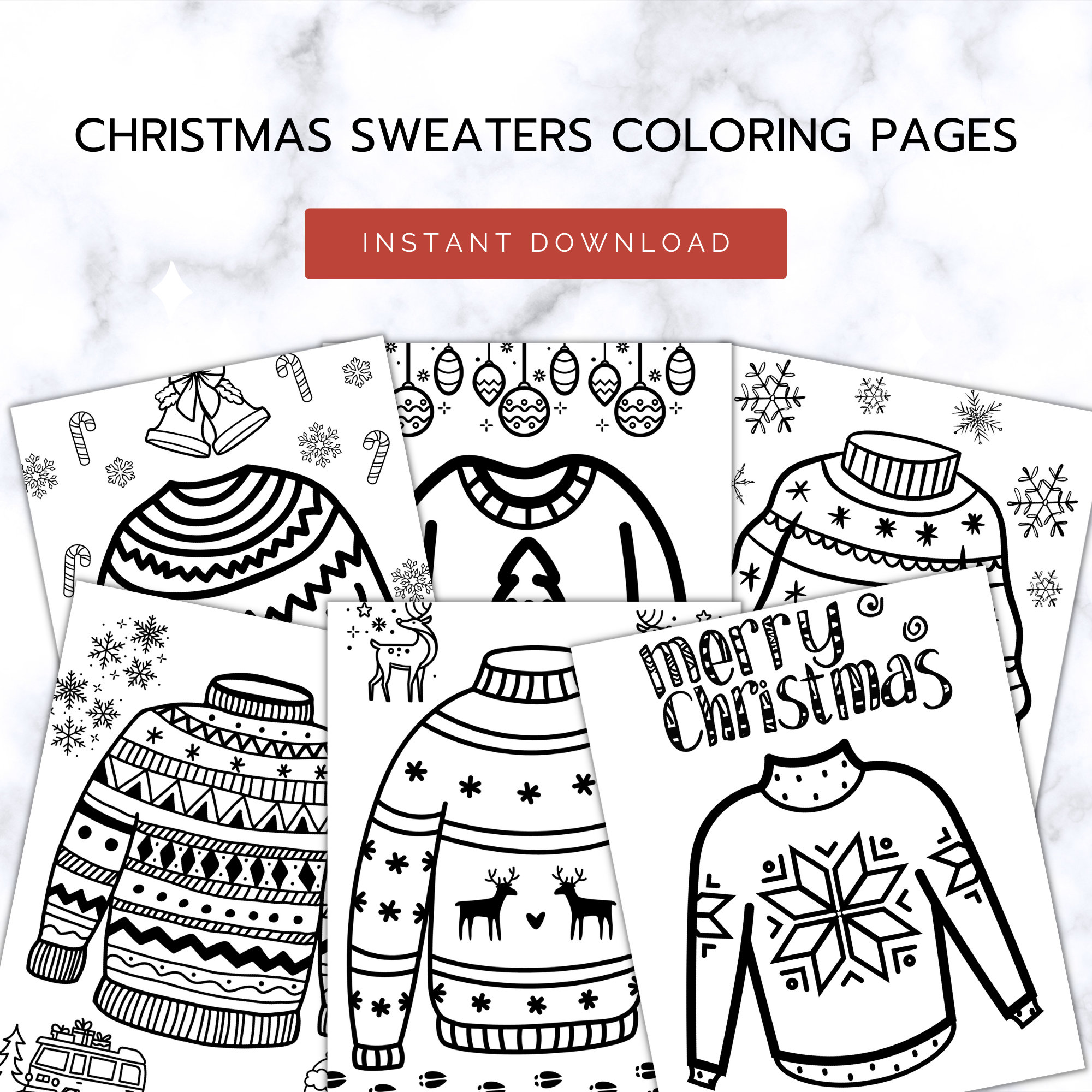 12 Christmas Sweater Coloring Pages | Digital Download | Ugly Christmas ...
