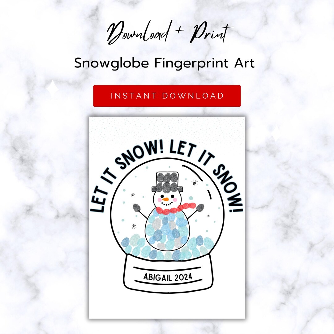 Christmas Snow Globe Fingerprint Art Activity for Kids | DIY Printable ...