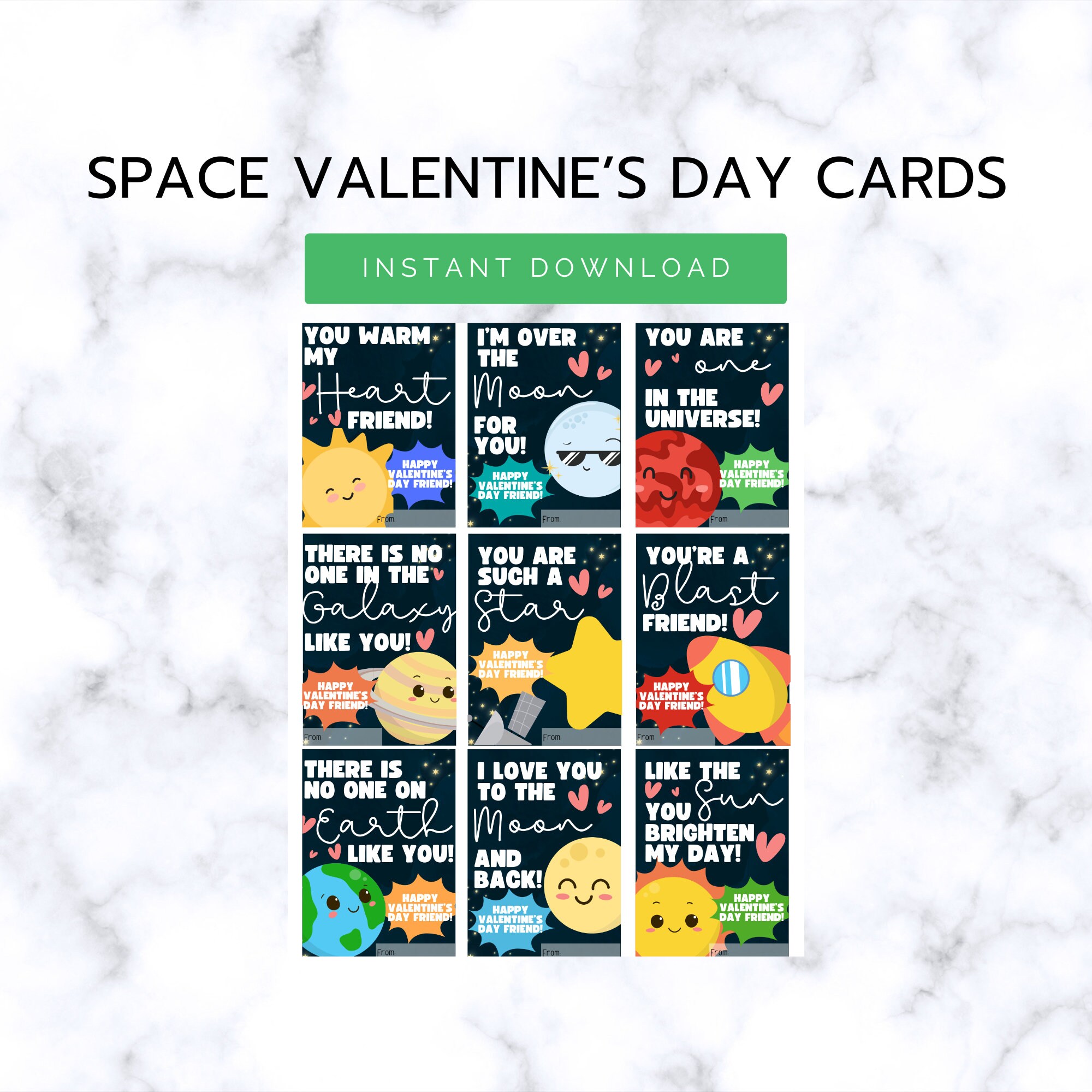 9 Fun Space Valentine's Day Cards for Kids Digital Download Space ...