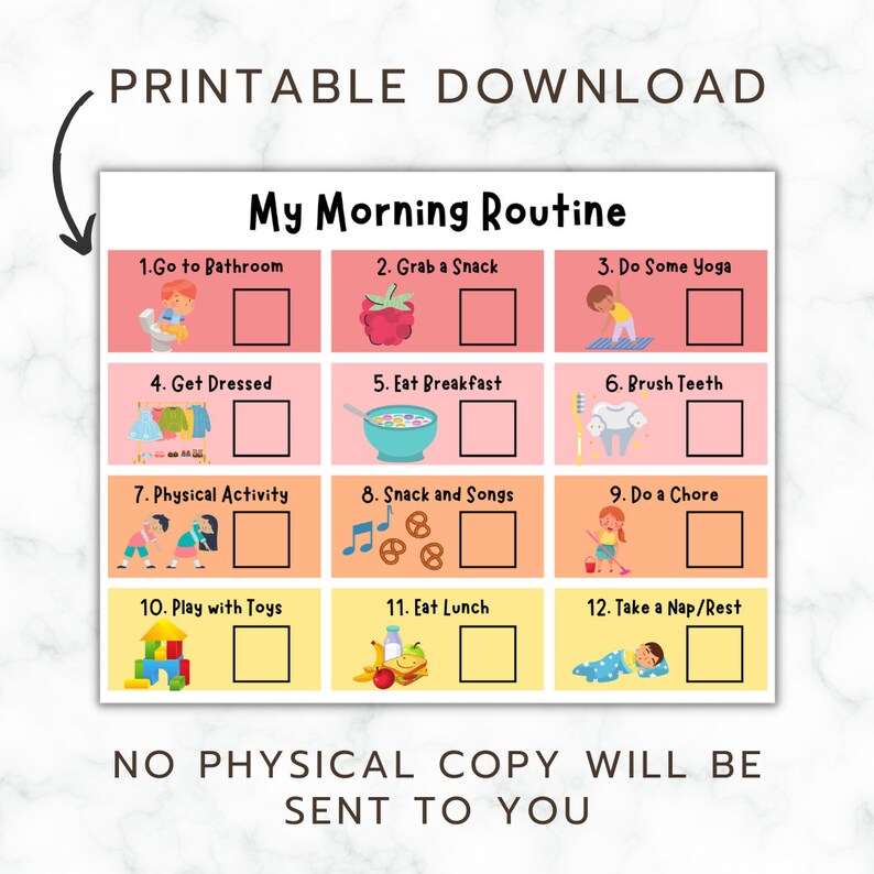 Editable Routine Chart for Toddler Kids Routine Chart Visual Schedule ...